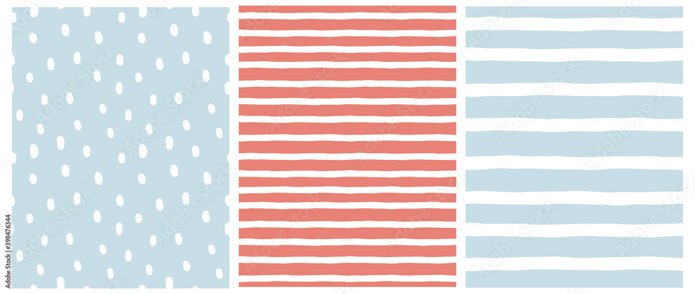 Set of Irregular Geometric Seamless Vector Patterns. White Hand Drawn ...