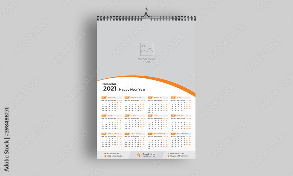 Wall calendar template with creative modern layout Stock Vector | Adobe ...