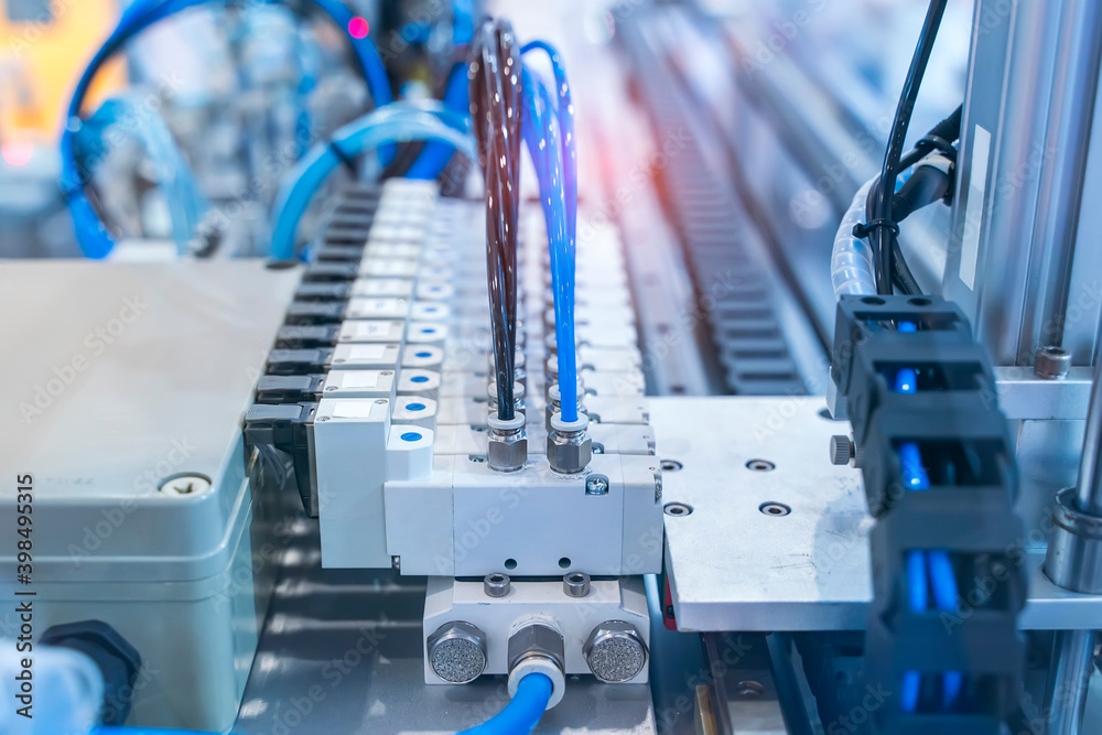 robotic pneumatic piston unit on industrial machine,automation ...