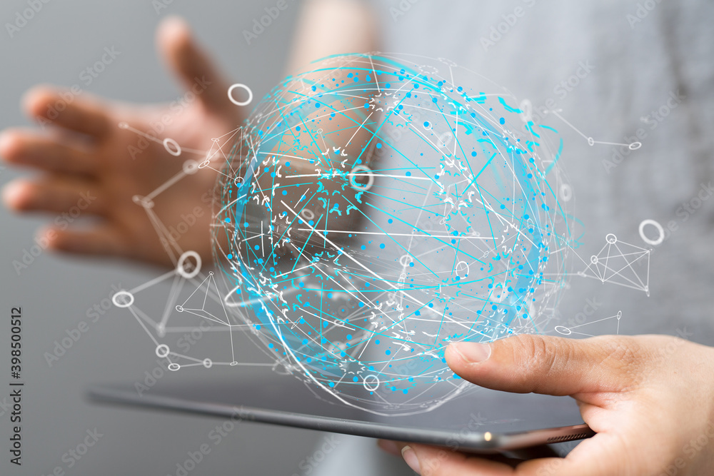 Digital technology background. Network connection dots and lines. Stock ...