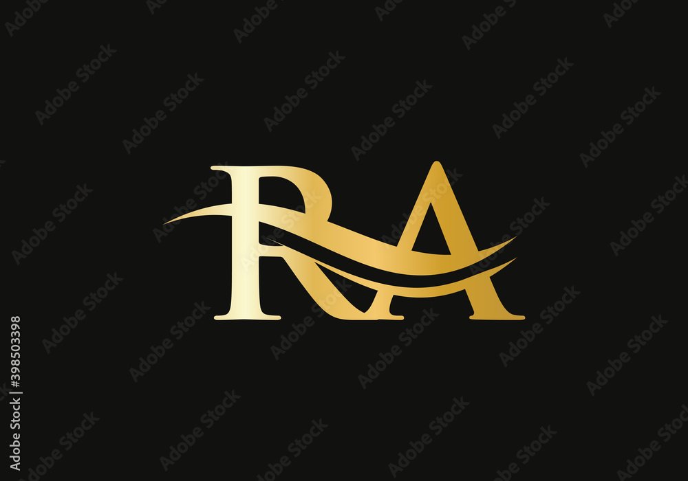 Minimalist Letter RA Logo Design with water wave concept. RA letter ...