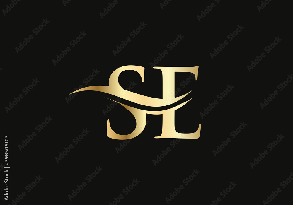 Letter SE Logo Design with water wave concept. SE letter logo design ...