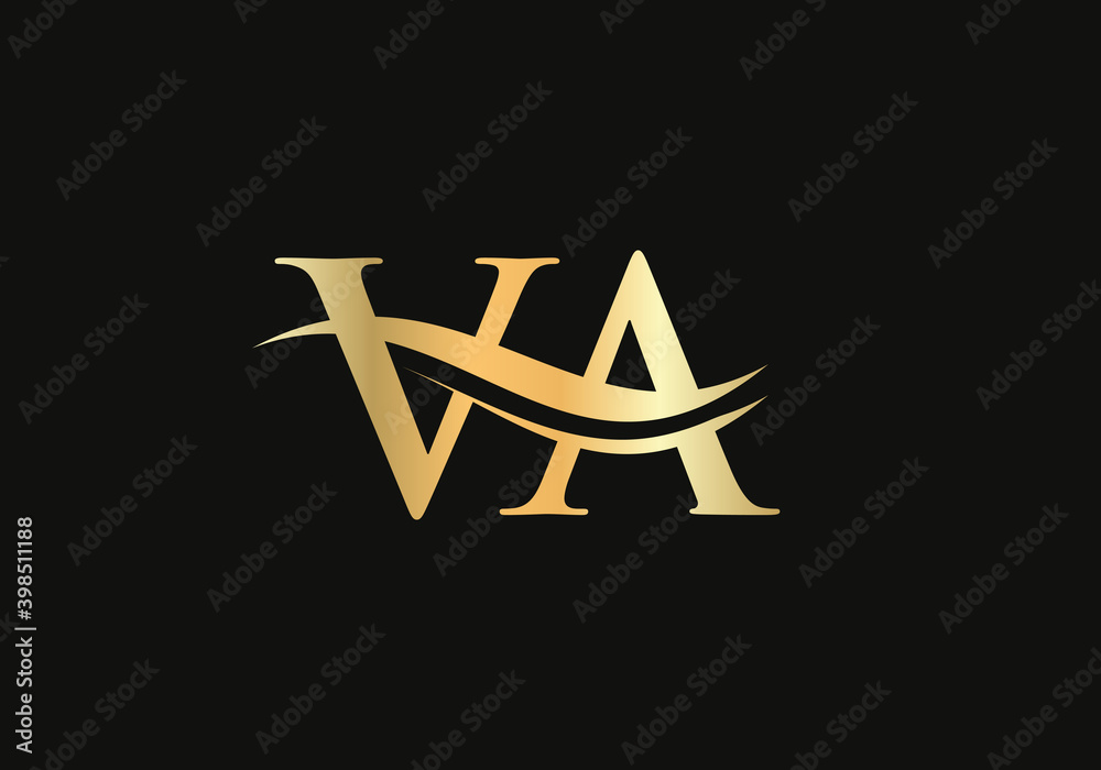 Premium VA letter logo design. VA Logo for luxury branding. Elegant and ...