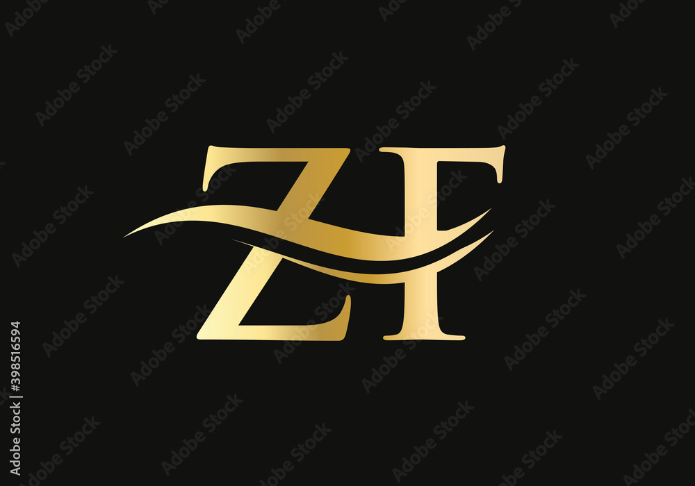 Minimalist Letter ZF Logo Design with water wave concept. ZF letter ...