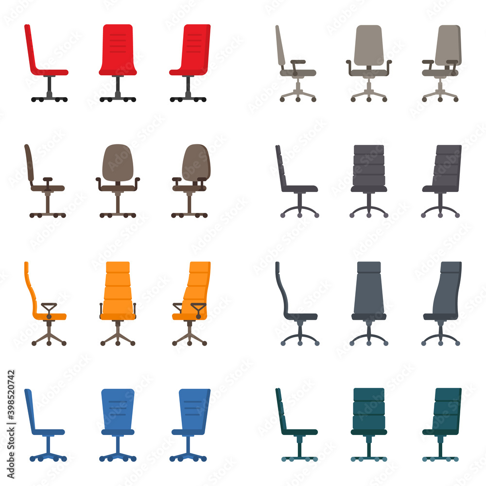Isolated color modern spinning rolling office chair vector illustration ...