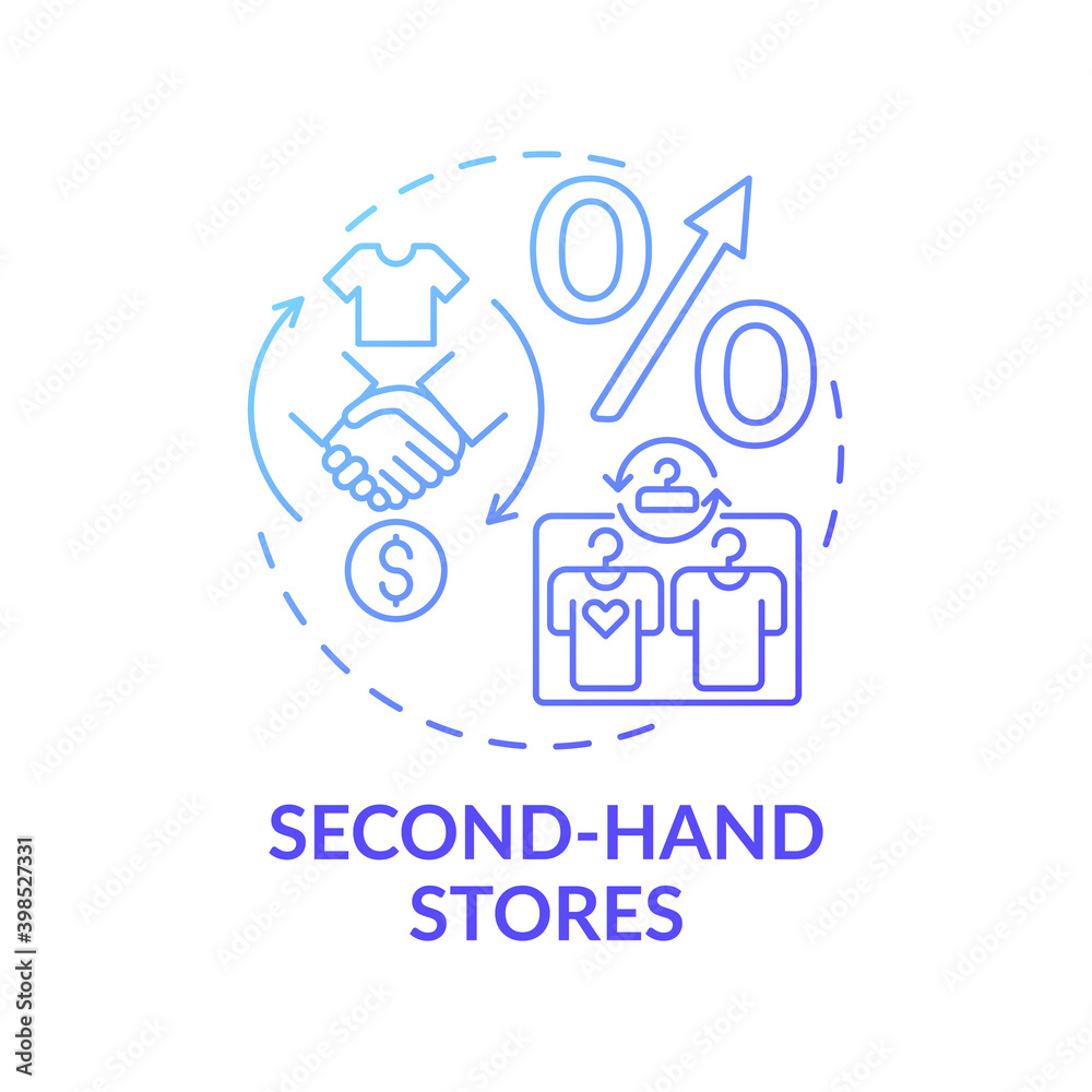 Second-hand stores concept icon. Thrift stores idea thin line ...