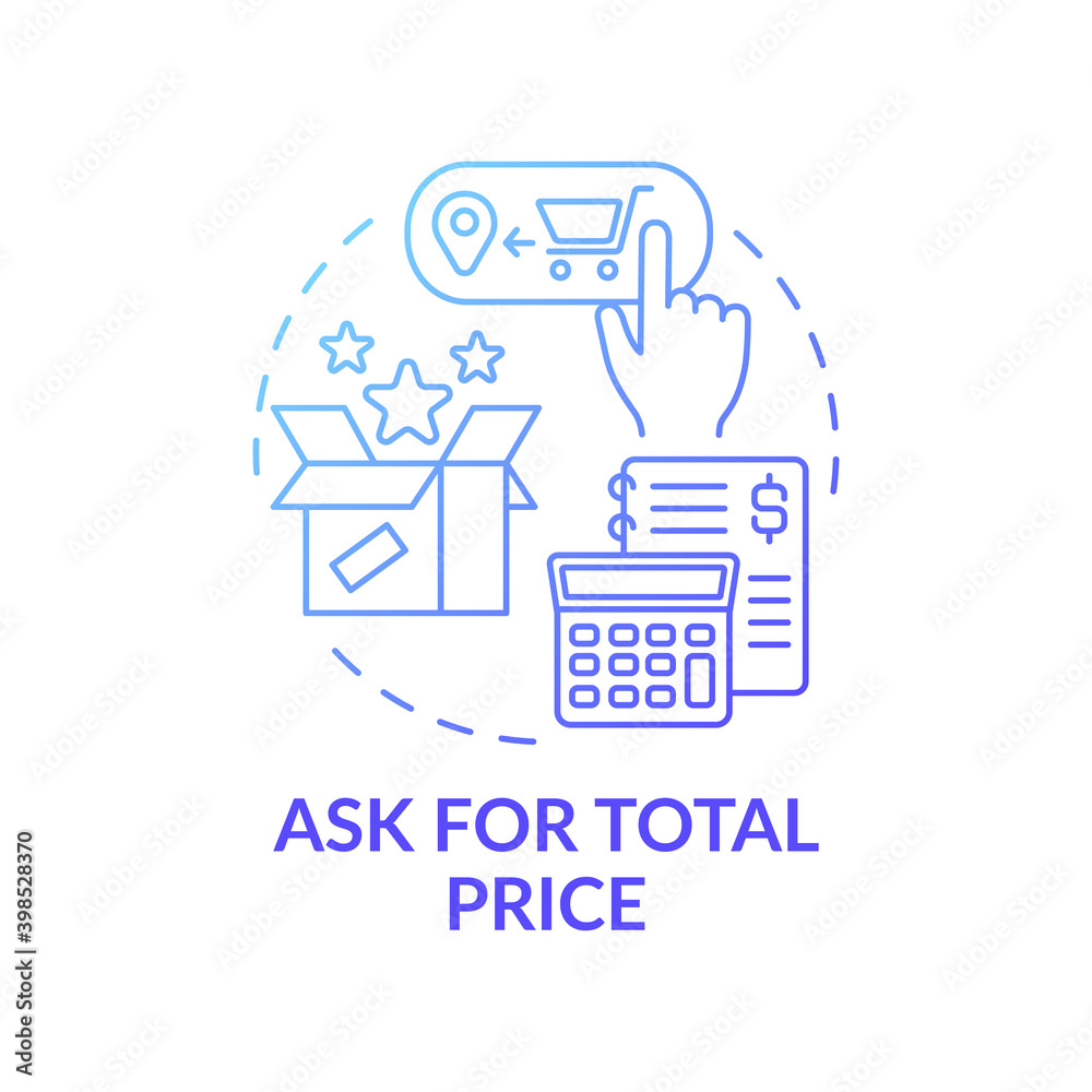 Asking for total price concept icon. Online shopping tip idea thin line ...