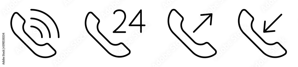 Phone icon set. Contact us. Telephone symbol.Simple black telephone ...