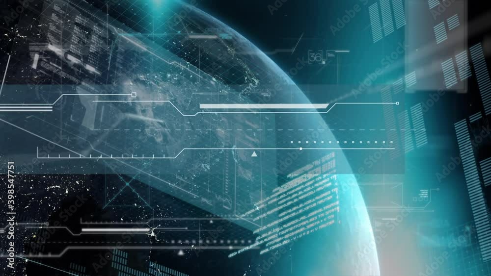 Digital animation of digital interface with data processing against ...