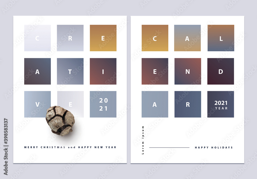 Minimal Christmas Calendar Cover Layout Set with Gradients Stock ...