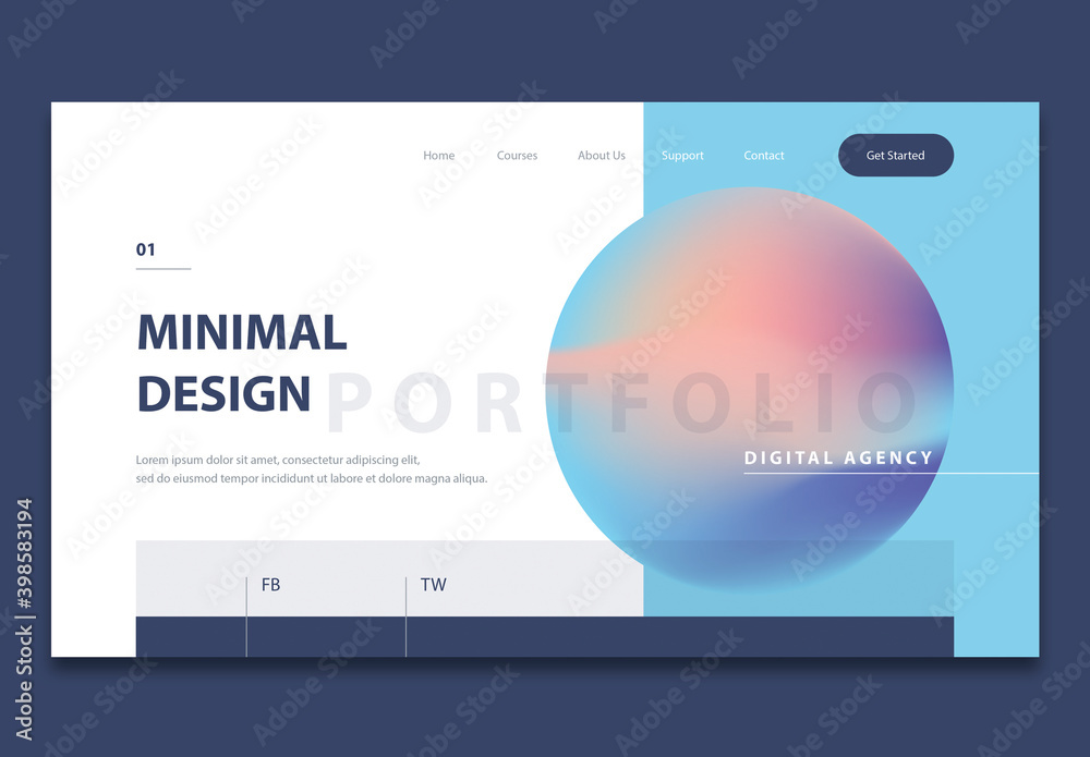 Minimal Website Header Layout with Gradient Circle Stock Template ...