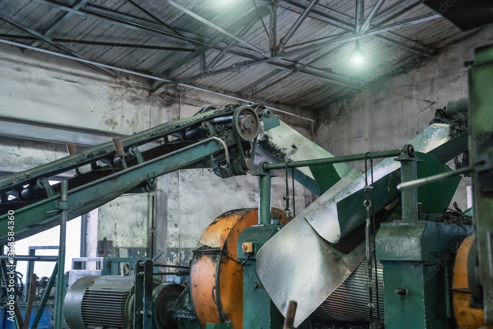 Rubber recycling processing factory, industrial equipment and conveyor ...