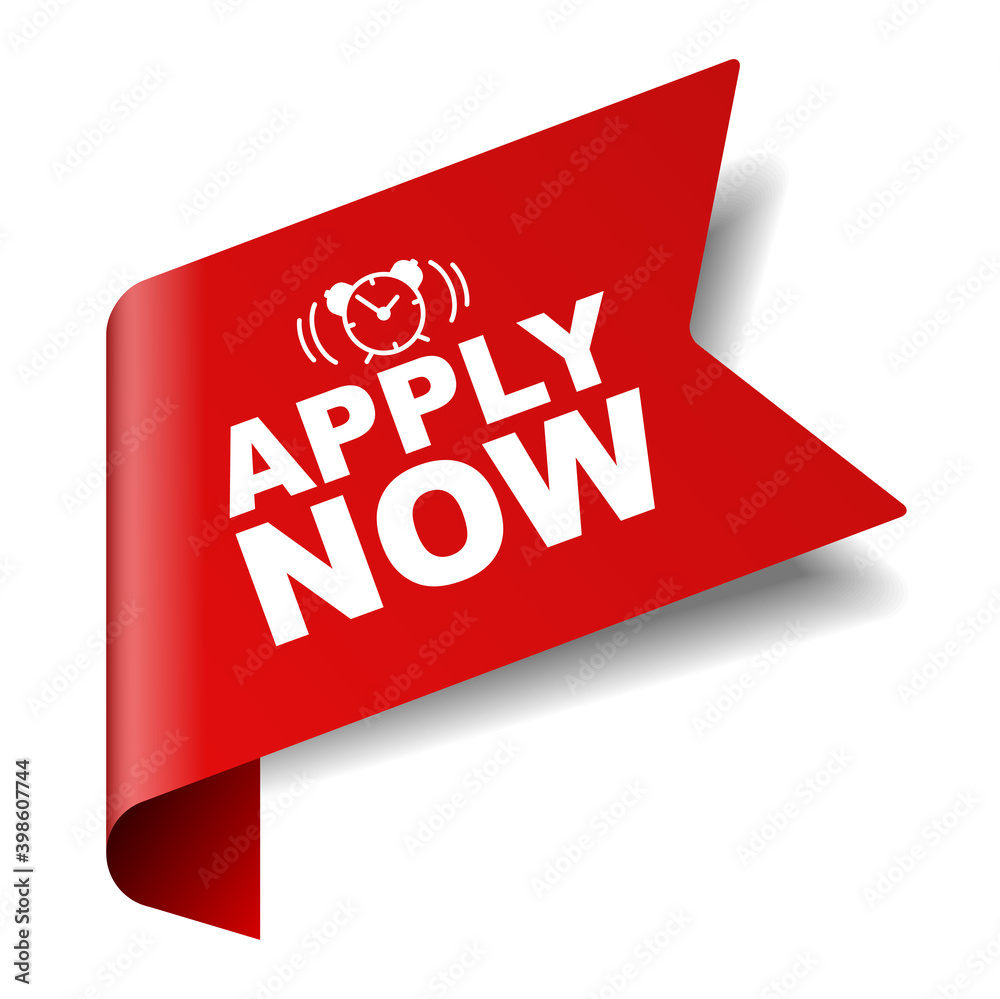 red vector illustration banner apply now Stock Vector | Adobe Stock