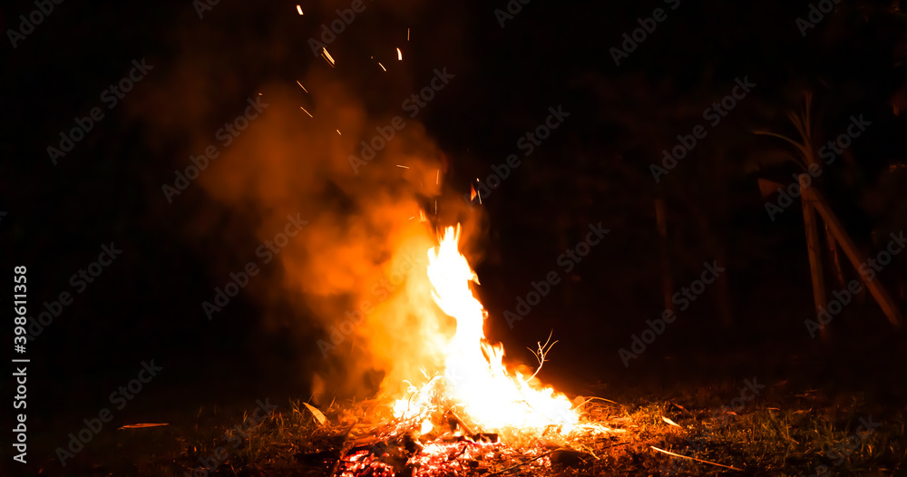 Fire flames on black background. fire burst texture for banner backdrop ...