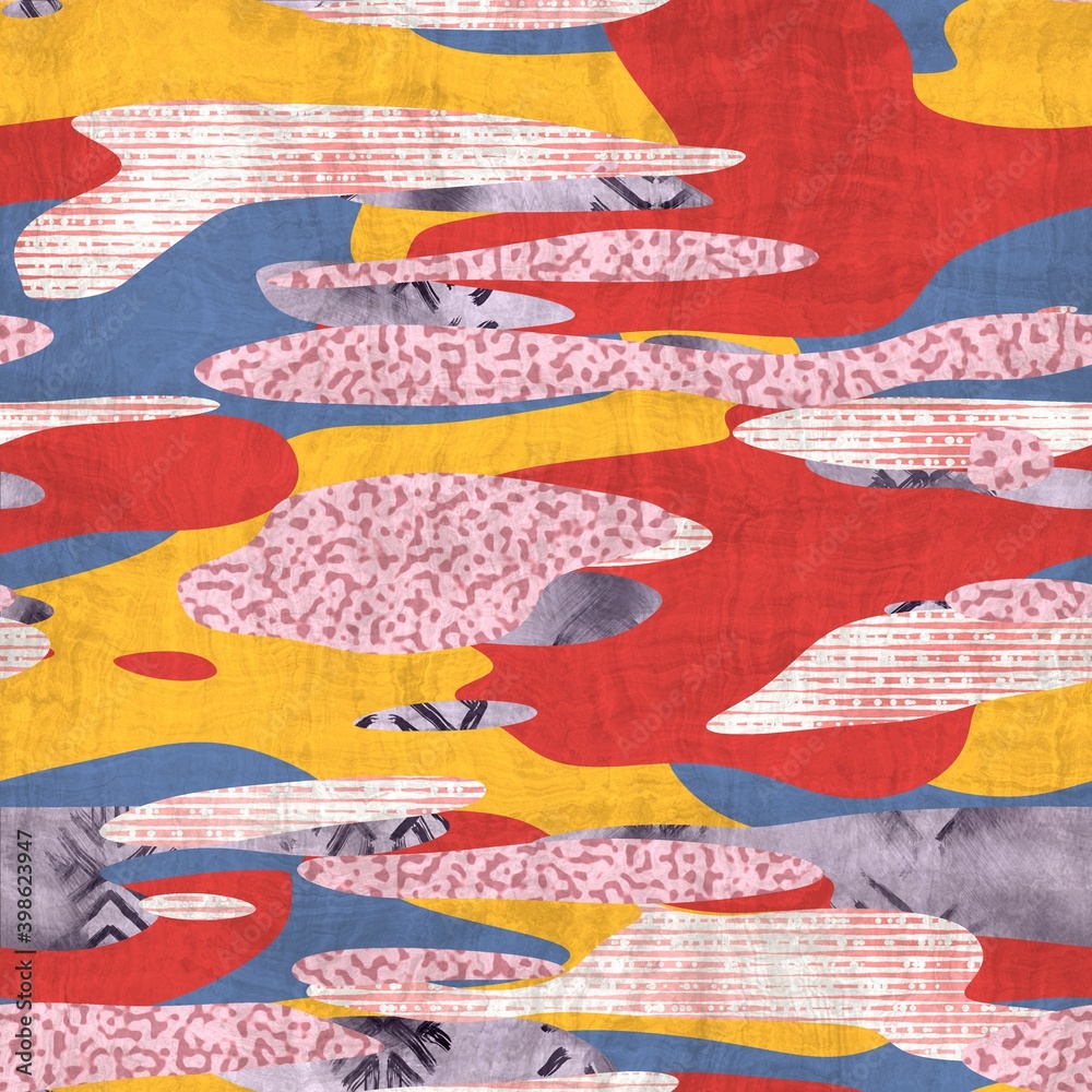 Seamless collage in camo shapes vivid montage. High quality ...