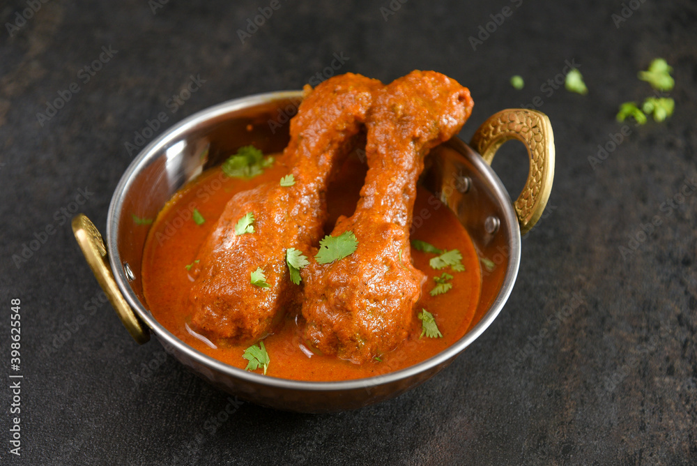 Spicy red chicken curry. Goan style chicken vindaloo. Butter chicken ...