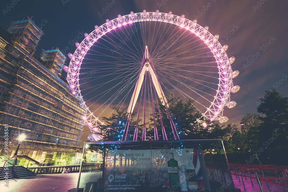 London,UK-December 2018:The Millennium wheel known as London Eye. It's ...