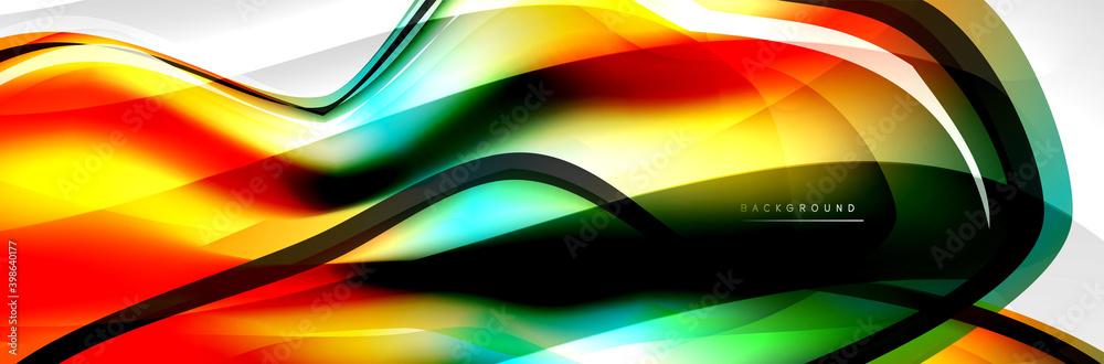 Vector abstract background, flowing liquid style bubble with metallic ...