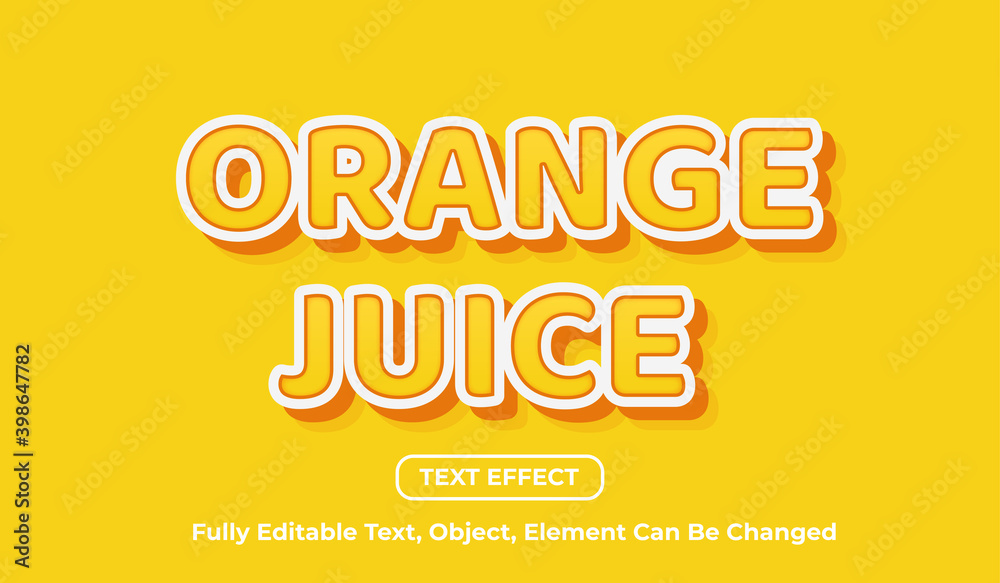 Orange juice text, 3d white and yellow text effect template Stock ...