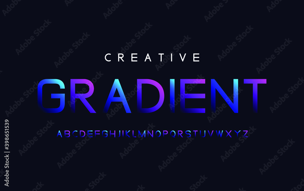 Modern gradient alphabet fonts. Typography for a festive, poster ...