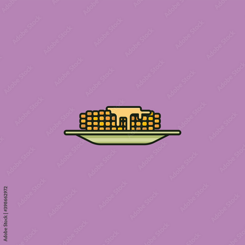 Buttered corn cob on plate vector illustration for Buttered Corn Day on ...