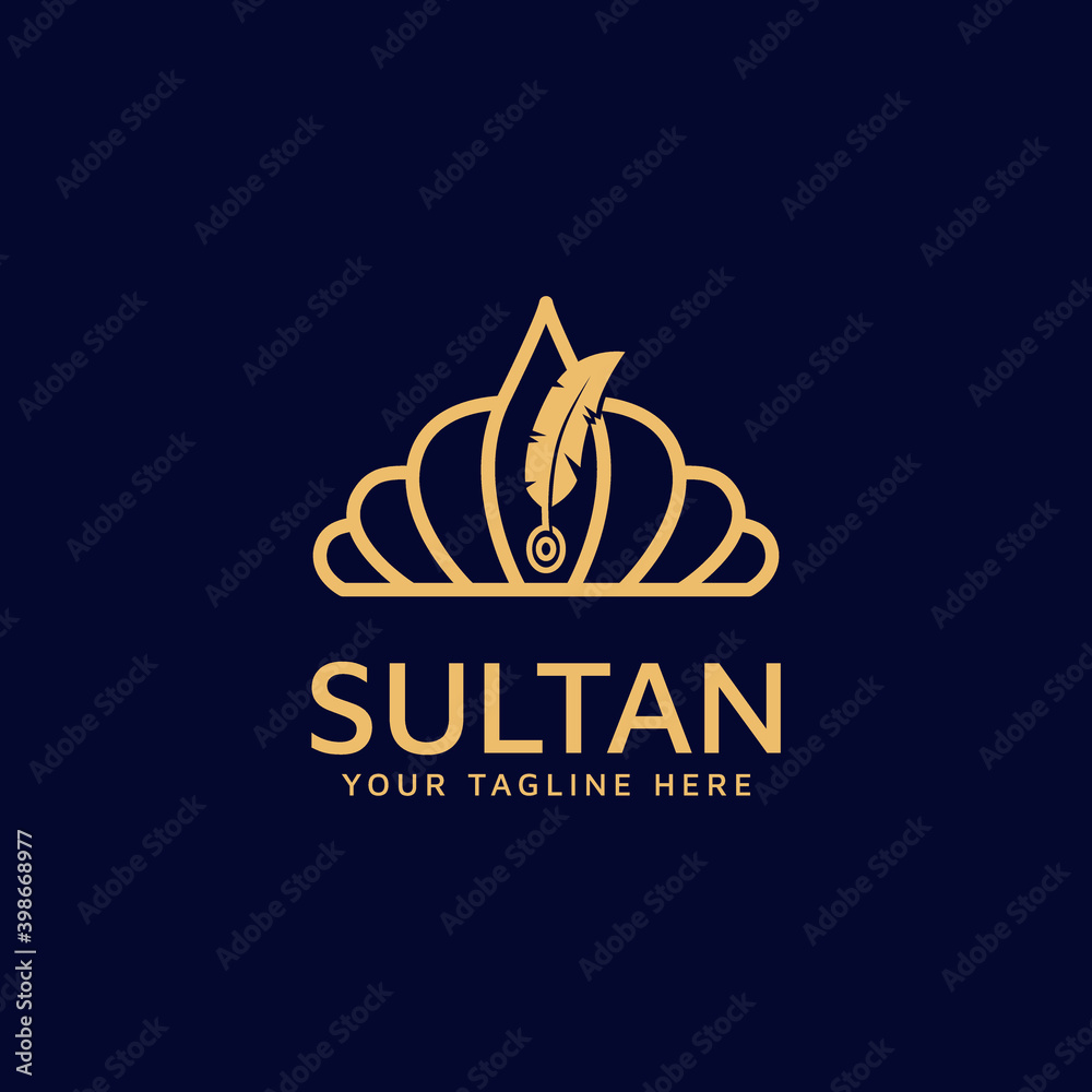 Poster the sultan's crown logo design, a minimalist and luxurious royal symbol icon vec ...