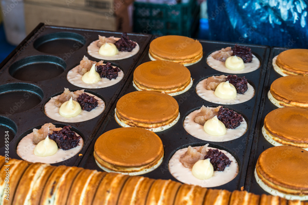Obanyaki also known as Imagawayaki. Japanese dessert often found at ...