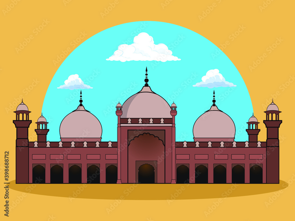 Badshahi mosque masjid in Lahore Punjab Pakistan vector illustration ...