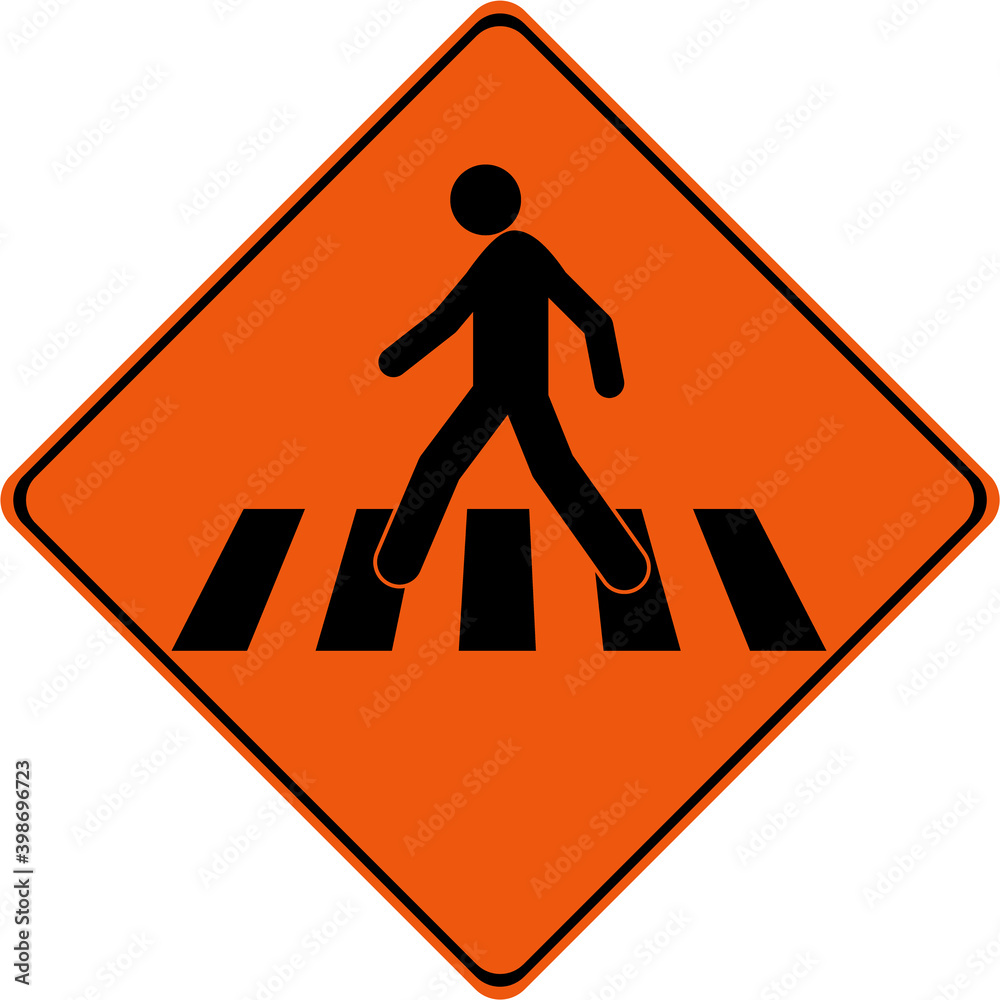 Warning sign with crosswalk Stock Illustration | Adobe Stock