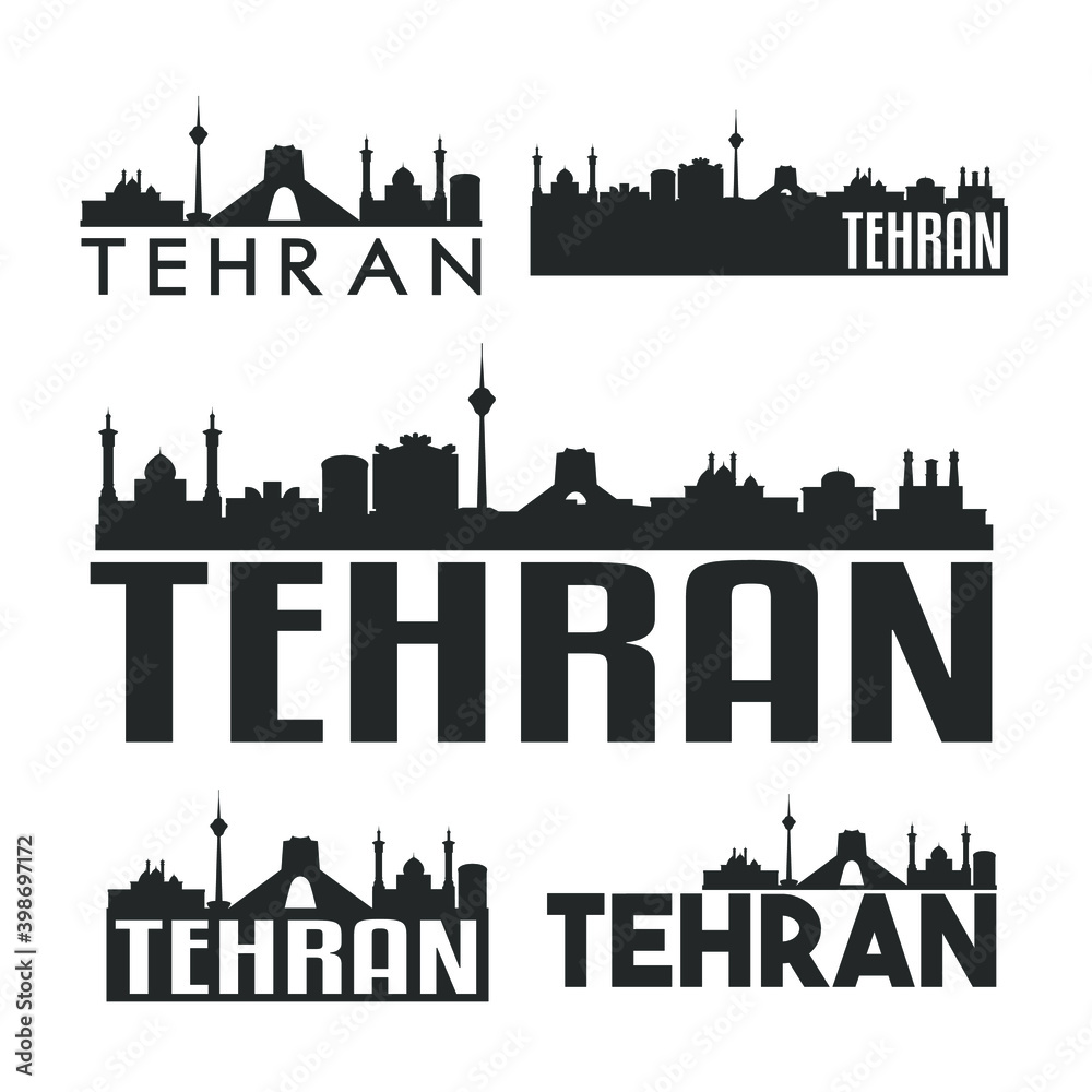 Tehran Iran Flat Icon Skyline Vector Silhouette Design Set logos. Stock ...