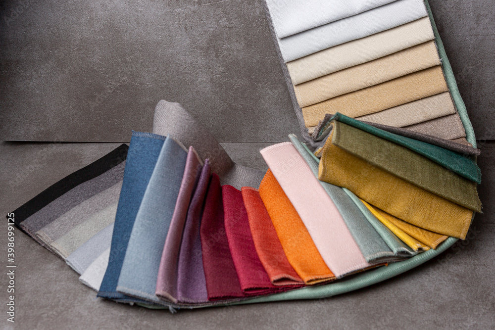 Metallic surface and background with interior design sample swaps of ...