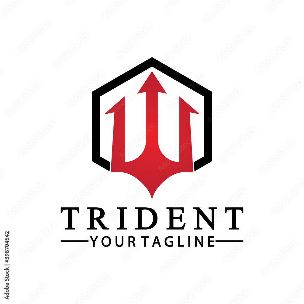 Vintage Trident Spear of Poseidon Neptune God Triton King logo design ...