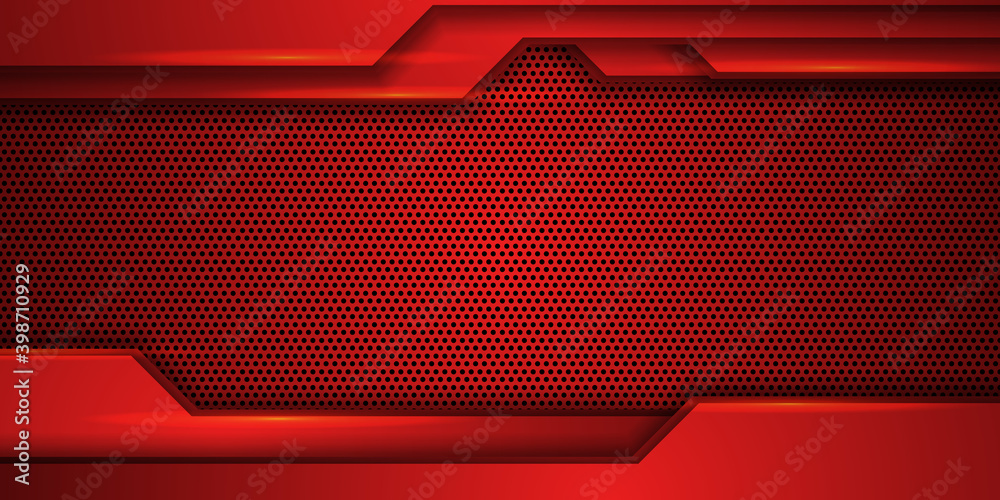 Abstract red metal background with hot glow element and robotic ...