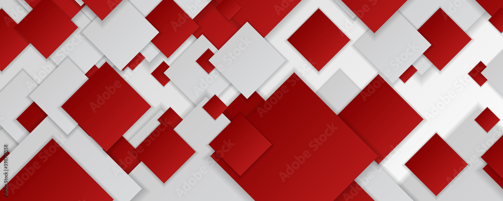 abstract red white square background with geometric shapes design for ...