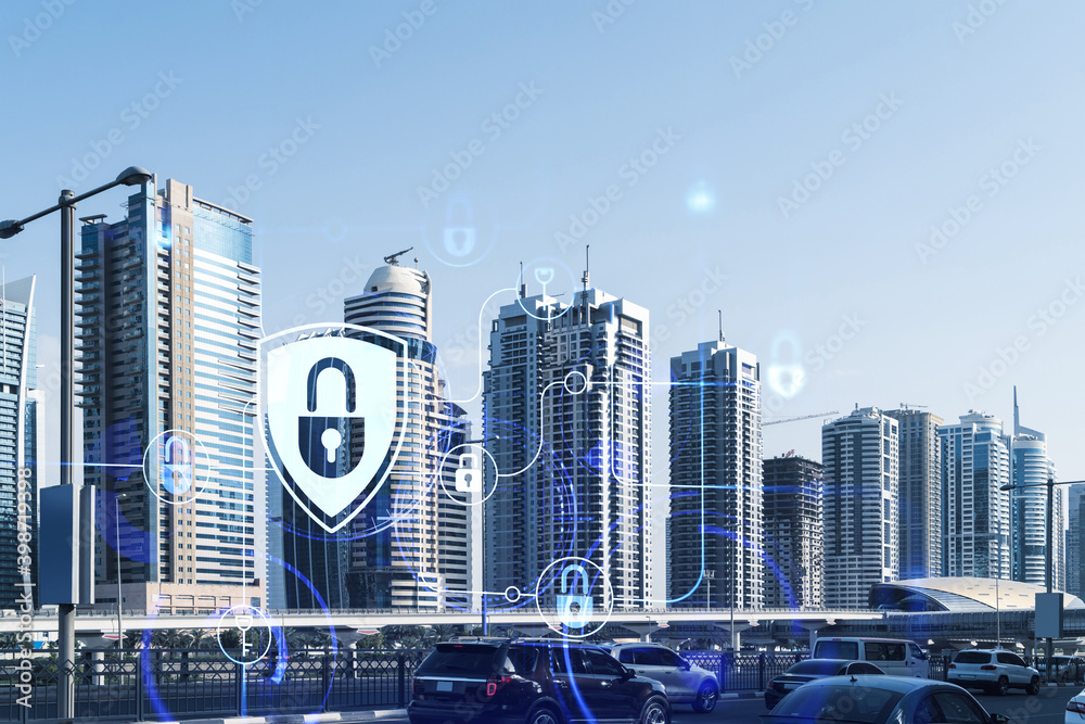 Cityscape skyscrapers of downtown, UAE. Modern skyline of the capital ...