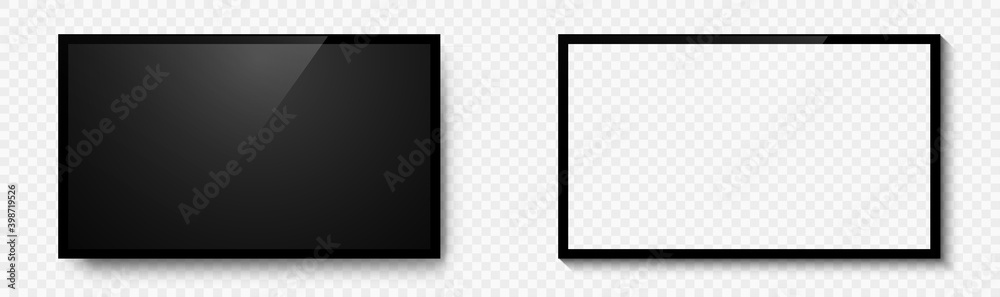 Realistic television screen on background. TV, modern blank screen lcd ...