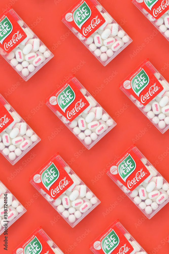 Many Tic Tac Candy packages with Coca-Cola taste. Tic tac is popular ...