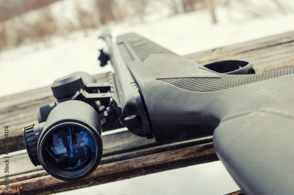 Pneumatic rifle with an optical sight, for sport hunting Stock Photo ...