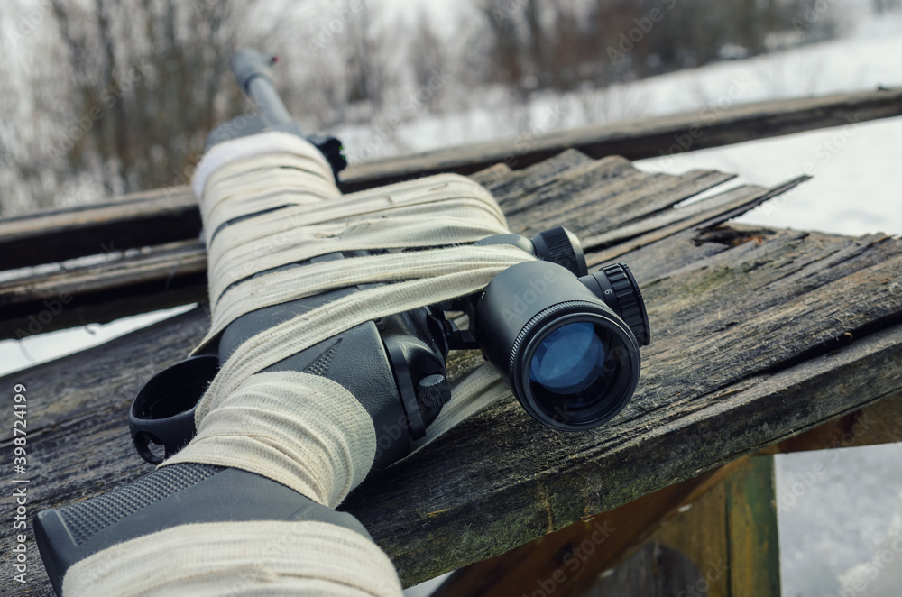 Pneumatic rifle with an optical sight, for sport hunting Stock Photo ...