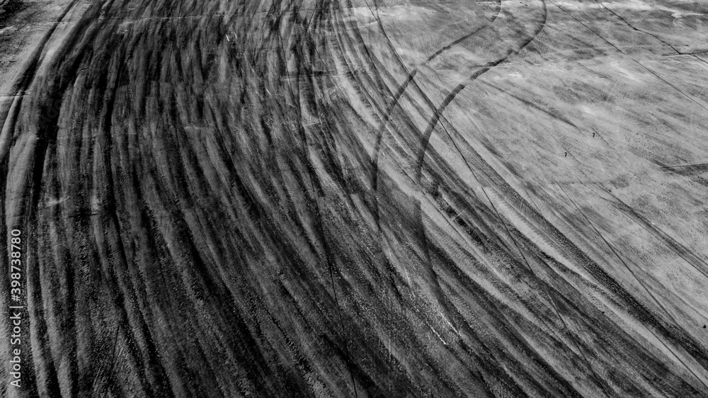 Abstract texture and background of car tire drift skid mark on road ...