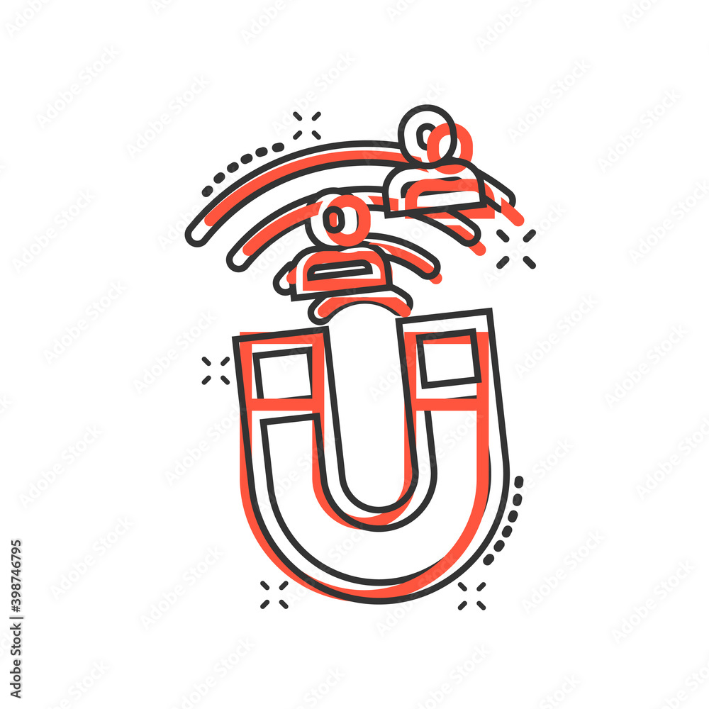 Lead conversion icon in comic style. Attract cartoon vector ...