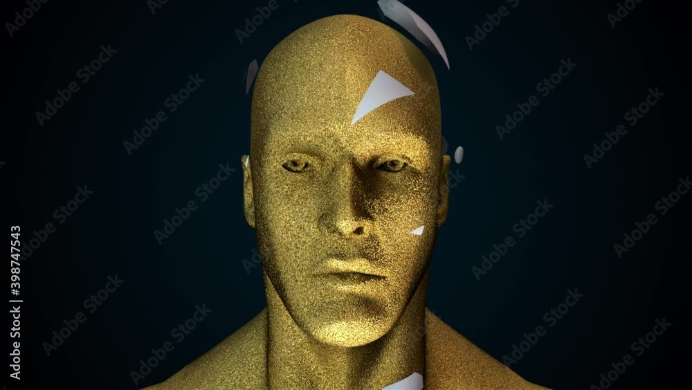 Vidéo Stock Human head with collapsing face. Computer generated ...