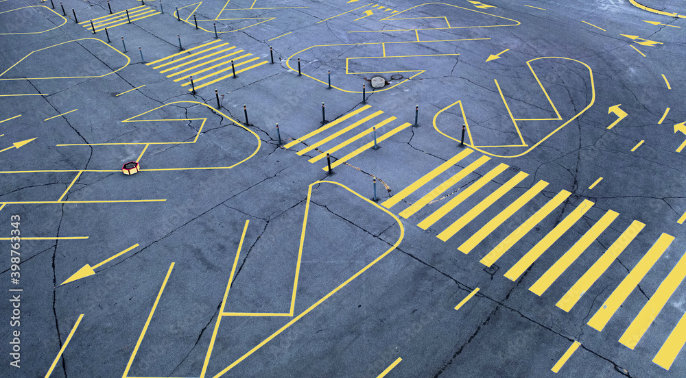 Color 2021 illuminating and Ultimate Gray road markings on the empty ...