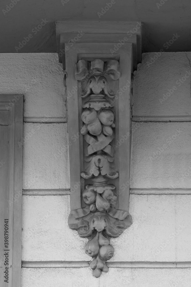 Elements of architectural decorations of buildings, a beam under the ...