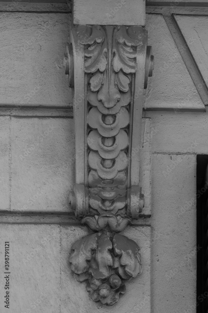 Elements of architectural decorations of buildings, a beam under the ...