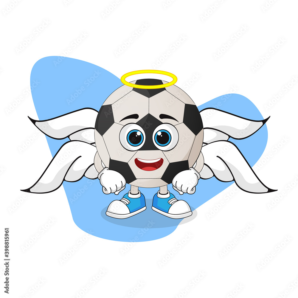 Cute Cartoon Soccer Ball As Winged Angel, Good Design For Sports ...