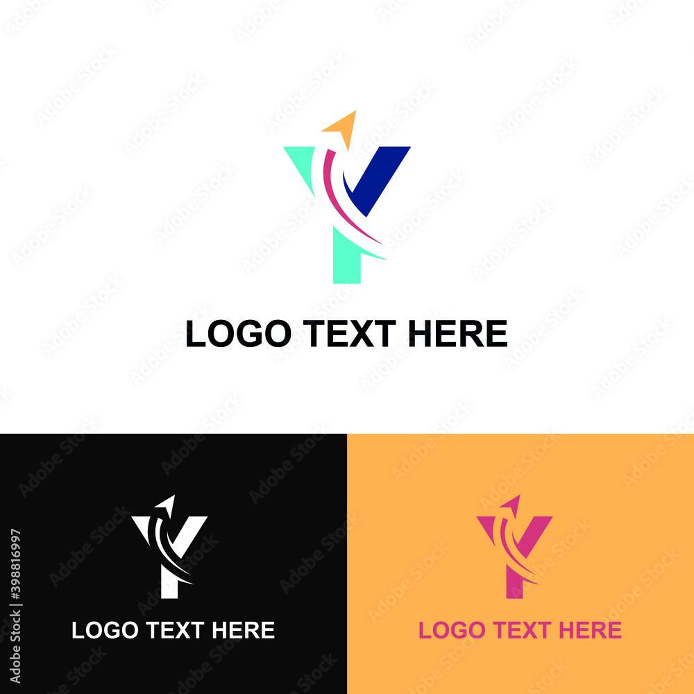 Initial Y letter modern logo with arrow plane for logistic, travel ...