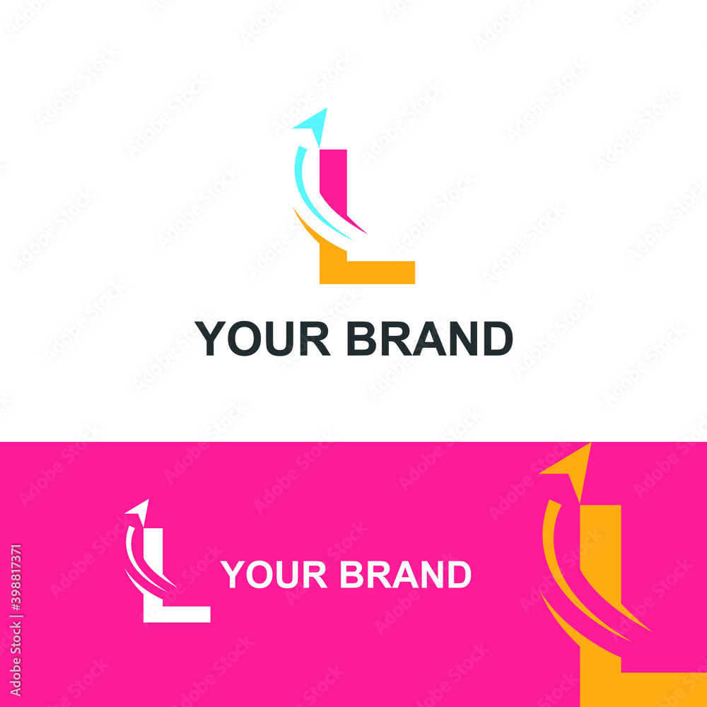 Initial L letter modern logo with arrow plane for logistic, travel ...
