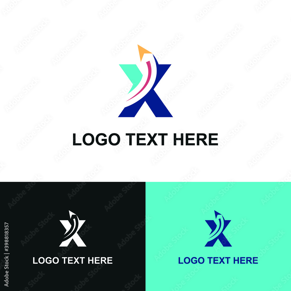 Initial x letter modern logo with arrow plane for logistic, travel ...
