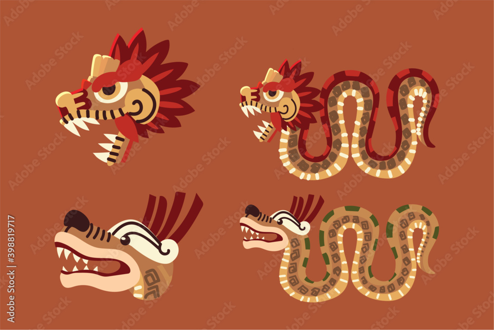 aztec snake culture animal mexican icons set Stock Vector | Adobe Stock